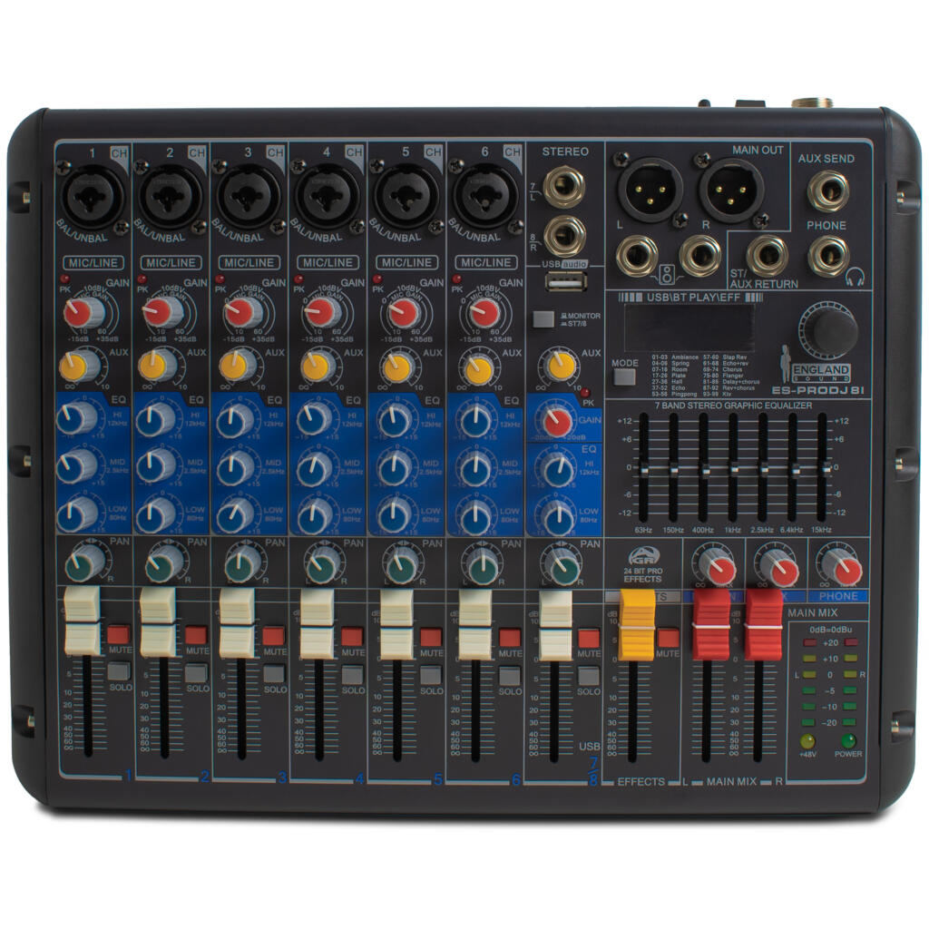 Consola de audio de 8 canales, Bluetooth, England Sound | Cotzul